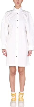 Bottega Veneta High-Neck Cotton-Viscose Blend Dress - White