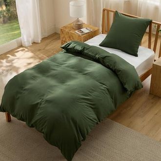 Bedsure Housse de Couette 140x200 cm - Parure en Microfibre de Polyester Oeko-TEX - Bedding Sets Housses de Couettes 140x200 + Taies doreiller 65x65 cm avec F