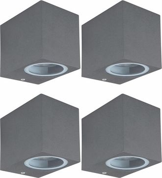 ETC Shop Wandstrahler Außenleuchte Haustür Fassadenleuchte anthrazit Wandleuchte für Ihre Terrasse, Fernbedienung dimmbar Farbwechsel, 1x RGB LED 3,5W, BxH