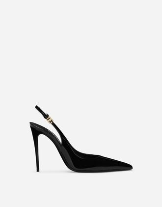 Dolce & Gabbana Slingback Aus Lackleder - Frau Pumps Und Slingbacks Schwarz Leder 37.5
