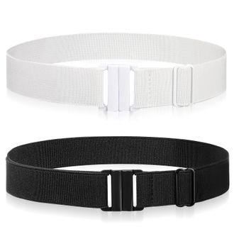 Syhood 2 St&uuml;cke Unsichtbar Elastischer G&uuml;rtel, verstellbarer G&uuml;rtel mit Flacher Schnalle f&uuml;r Jeans, Hosen, Kleider(43 Zoll)