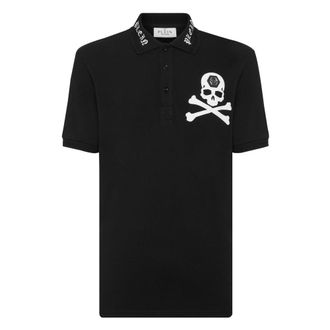Philipp Plein Homme, Tops, Noir, Taille: 2XL Polo shirt SS Skull&Bones