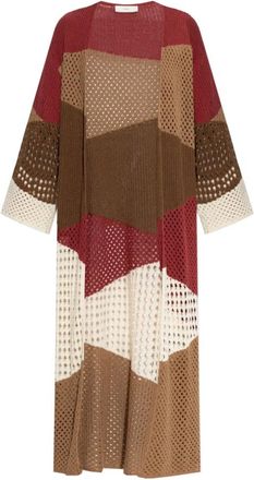 Akep Femme, Pulls, Multicolore, Taille: 38 FR Colour-block Open-knit Cardigan