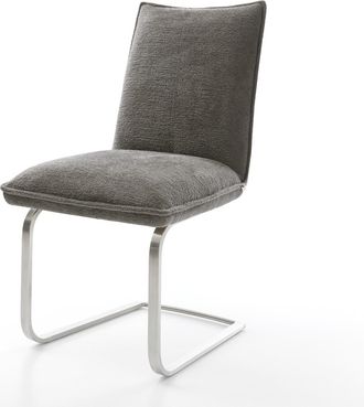 DELIFE Freischwinger Lelio-Flex Boucl&eacute; Soft Schlamm Freischwinger flach Edelstahl Taschenfederkern, Esszimmerst&uuml;hle