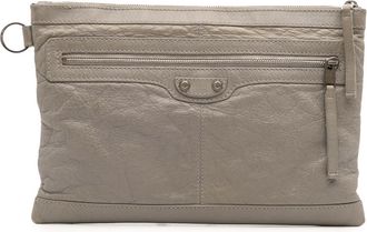 Balenciaga Clutches - Lambskin Motocross Classic Clip M Clutch - Gr. unisize - in Grau - für Damen