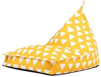 Icon Brand Dreieck Druck Sitzsack Kinder, Gelb, Webstoff, Sitzsack-Liege mit F&uuml;llung, Bequemer Kinder Sessel, Kuschelsessel, Lese Sessel, Schlafzimmer, Kinderzim