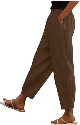 Generic Pantalon Taille Haute à Jambes Larges pour Femmes, Mode, Cordon de Serrage, élastique, Confortable, Jambe Droite, Long avec Poches Short Blanc Femme C