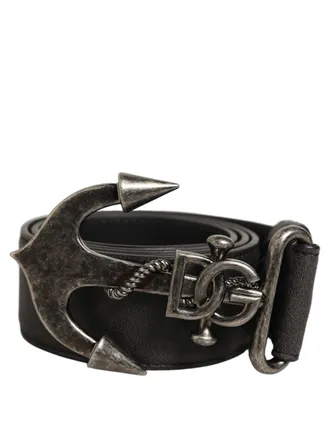 Dolce & Gabbana Anchor Logo Metal Buckle Belt - Black