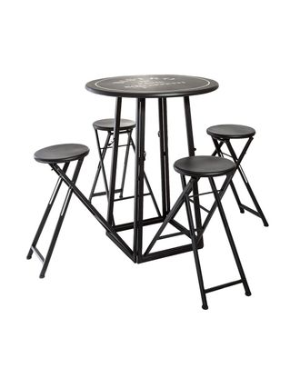 JJA Tisch/4 St&uuml;hle EXT D77,5, Eisen, Schwarz, cm