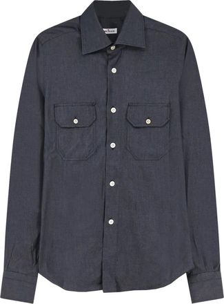 Kiton Homme, Chemises, Noir, Taille: XL Denim Shirt