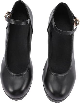 Garneck Escarpins Femme Noirs &agrave; Talons Hauts &Eacute;l&eacute;gants Bout Rond et Ouverture Basse Style Chic avec Bride Unie Confortable et Antid&eacute;rapant