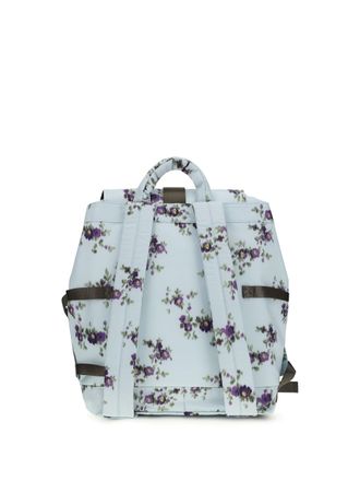 Ganni Womens Re-Tech Nylon Backpack With Floral Pattern Iced Aqua Polyester Backpacks