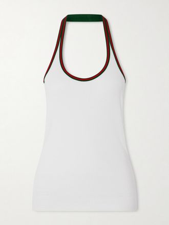 Gucci Neckholder-tanktop Aus Einer Gerippten Baumwollmischung Mit Streifen - Wei&szlig;