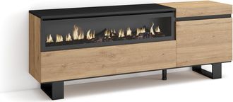 Skraut Home | TV-Schrank, Lowboard | f&uuml;r Wohnzimmer und Esszimmer | 150x57x35cm | F&uuml;r TV-Ger&auml;te bis zu 65 | Elektrokamin. Ma&szlig;e | Industriedesign | Moderner Stil |