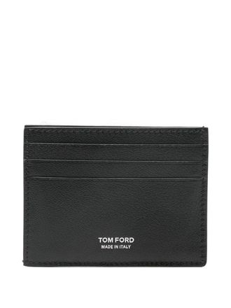 Tom Ford Supple Grain Leather Elongated T Line Card Holder With Centra