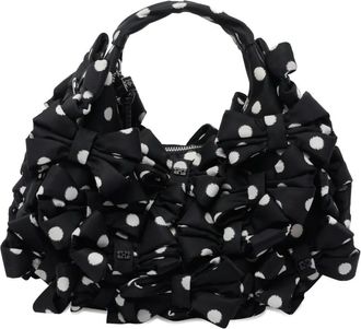 Ganni mini bow polka dot clutch bag - Schwarz