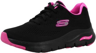 Skechers Womens Arch Fit-Sunny Outlook Sneaker Black/Hot Pink 8 M US