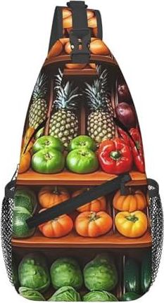 Generic Bright Fruit and Vegetable Market Sac &agrave; bandouli&egrave;re Sac &agrave; bandouli&egrave;re Voyage Poitrine Sac &agrave; dos Sling Sac &agrave; dos pour homme Randonn&eacute;e Sac &agrave; dos