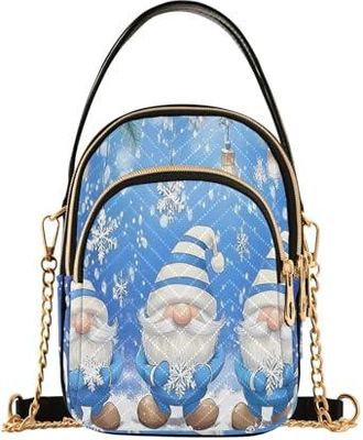 Mnsruu Sac à bandoulière pour femme, nains de neige, flocons de neige, bleu dégradé, petit sac à bandoulière avec sangle réglable