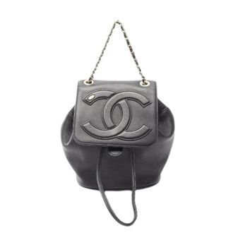 Chanel Pre-owned Sac &agrave; dos matelass&eacute; en cuir dagneau Coco Mark - Femme - Pre-owned - Noir - Taille: ONE Size