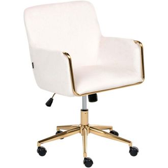 Beliani Beliani - Fauteuil de Bureau en Velours Si&egrave;ge Inclinable R&eacute;glable Rembourrage &Eacute;pais Blanc Cass&eacute; Altona