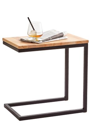 Xora Beistelltisch, Schwarz, Buche, Holz, Metall, Kernbuche, massiv, rechteckig, C-Form, 45x45x30 cm, Wohnzimmer, Wohnzimmertische, Beistelltische, Beistel