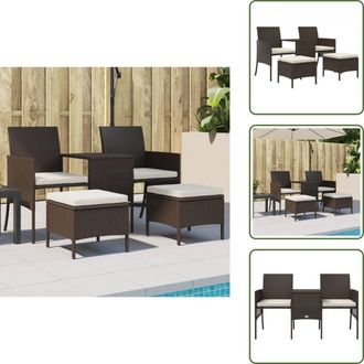 vidaXL 2-Sitzer-Gartensofa mit Tisch & Hocker Poly Rattan Braun - Gartenm&ouml;bel - Outdoor-M&ouml;bel - Rattan Sofa - Esszimmergarnitur - Lounge Set