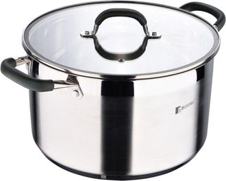 Bergner Edelstahltopf 28 Cm, 9,5 L Mit Glasdeckel, Gr&uuml;ne Silikongriffe