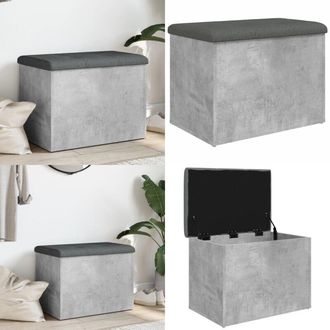 vidaXL Sitzbank mit Stauraum Betongrau 62x42x45 cm Holzwerkstoff - Wohnzimmer Dekoration - Stauraumbank - Beistelltisch - Garderobe - Etagenwohnung M&ouml;bel