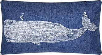 Nauticalia Denim Style Kissen mit Wal, 50 x 30 cm, Mehrfarbig, einzigartig