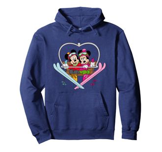 Disney Mickey and Minnie Mouse Heart Shaped Ski Lift Pullover Hoodie