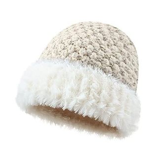 Generic Chapeau pliable fait &agrave; la main en laine chaude pour femme - Chapeau tricot&eacute; coupe-vent - Chapeau pour homme - Vert citron, beige, Taille unique