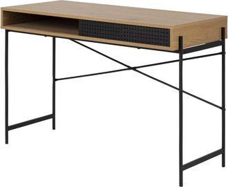 Selsey Duffman - Schreibtisch/B&uuml;rotisch mit Fach und Metallgestell in Schwarz, 110x50 cm (Eiche)