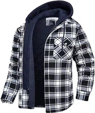 Generic Veste en flanelle pour homme avec capuche doubl&eacute;e Sherpa et polaire &agrave; carreaux avec fermeture &eacute;clair int&eacute;grale, 1, 5XL