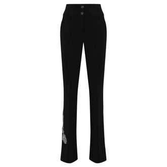 Blugirl Hoch taillierte schmale Blumenhose - - Trousers - Damen - Schwarzk - 2XS