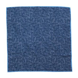 Boggi Blue Double Faced Floral & Denim Print Silk Handkerchief