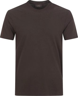 Zanone Homme, Tops, Brun, Taille: M T-shirt en coton Ice