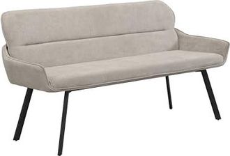 Byliving Bank RICO/Webstoffbezug, Gestell in schwarz/Taschenfederkern, aufgedoppelter Rücken/Esszimmerbank, Sitzbank/B 160 x H 90 x T 62 cm (Taupe)