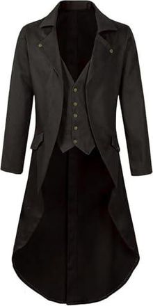 Generic Veste steampunk pour homme, rouge, gothique, frack pour homme, long, tendance, broderie m&eacute;di&eacute;vale, jupe de marche, victorienne, gilet de costume, &eacute;l&eacute;g
