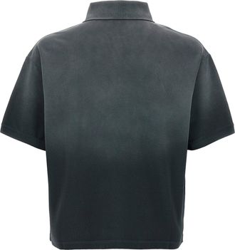 Alexander McQueen Velvet Skull Logo Polo - Charcoal