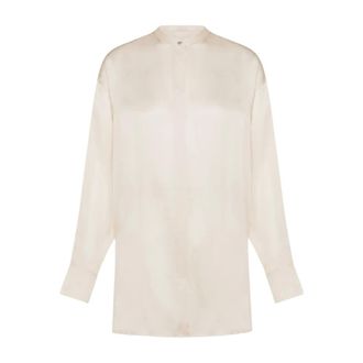 Momoni Femme, Blouses et Chemises, Beige, Taille: 38 FR Camicia Sora in Seta Lavata
