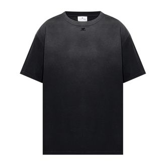 Courr&egrave;ges Logo T-Shirt - - Tops - Herren - Schwarzk - XS