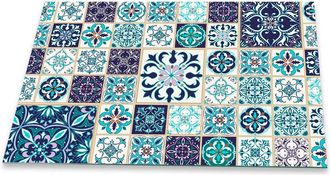 Decorwelt Herdabdeckplatte Abdeckung Ceranfeld Abdeckplatte Schneidebrett 1-Teilig 80x52 Mosaik Mehrfarbig Spritzschutz Glasplatte Ceranfeldabdeckung Schutz Her