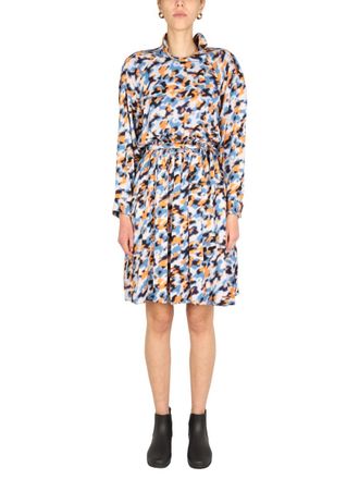 Kenzo Blurred Flowers Print Viscose Dress - Multicolor