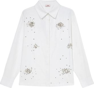 Oltre Gabardinehemd mit Applikationen - - Blouses & Shirts - Damen - Wei&szlig; - M