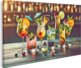 Islandburner Bild auf Leinwand Cocktailgl&auml;ser Mit Fr&uuml;chten In Einer Bar Beleuchtet Bilder Wandbilder Poster