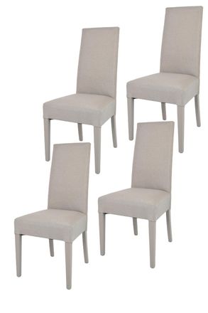 Tommychairs Tommychairs Set 4 Sedie Glam In Legno Di Faggio, Seduta E Schienale Imbottiti E Rivestiti In Tessuto Colore Camoscio