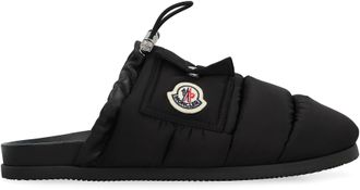 Moncler Womens Mon Pocket Mules Black Polyamide Slippers Flat Shoes