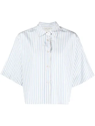 Forte_Forte chemise crop &agrave; rayures - Bleu