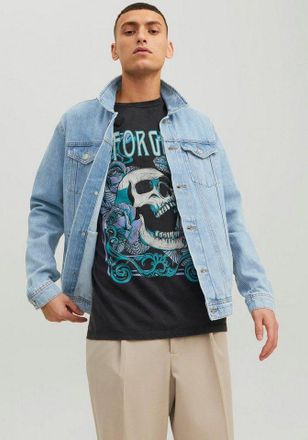Jack & Jones Jeansjacke JJIJEAN Denimjacke, ideal f&uuml;r Fr&uuml;hling, mit Knopfleiste und Taschen Abriebeffekte, modisch, regular fit, Baumwolle